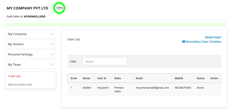 Secondary user creation and defining their roles on GeM Portal - GeM ...